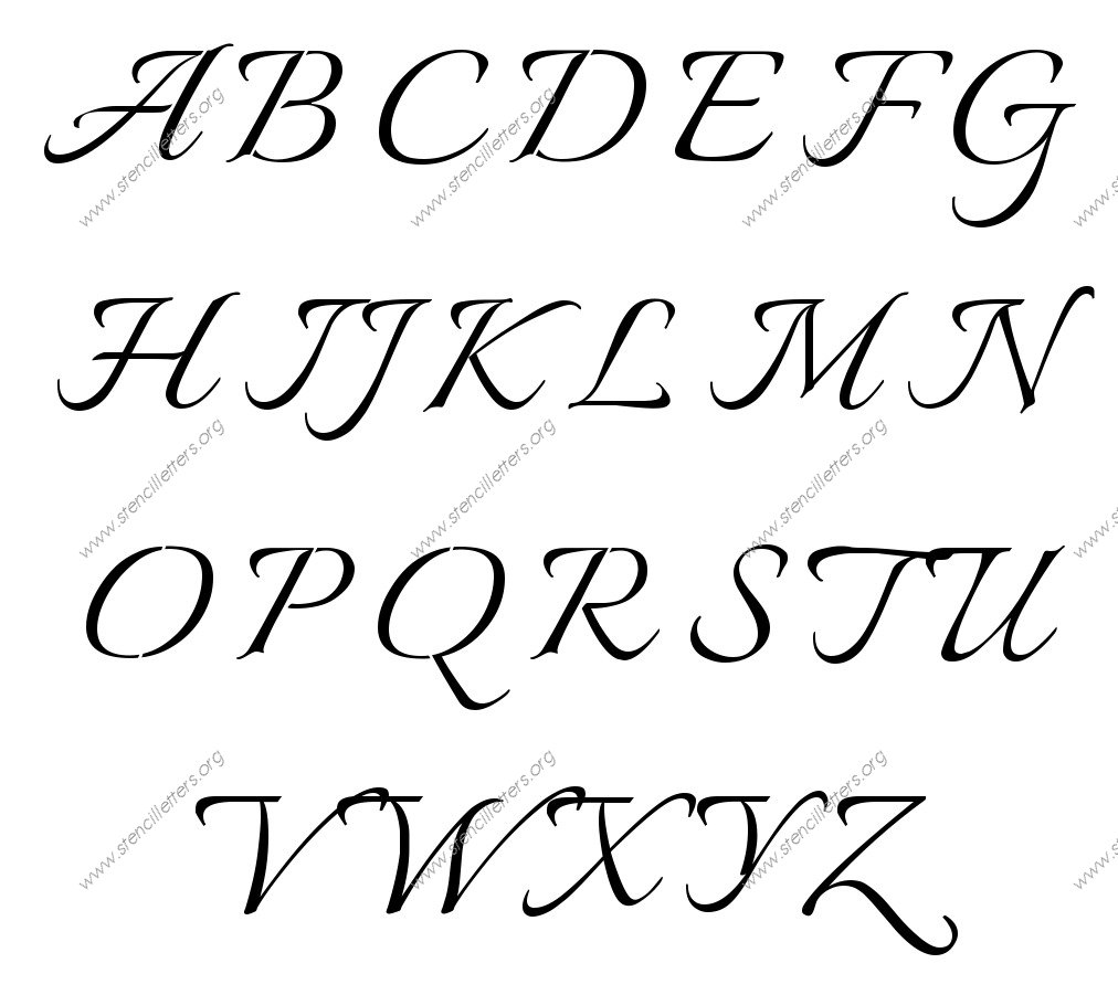 Connected Calligraphy Uppercase Lowercase Letter Stencils A Z 1 4 