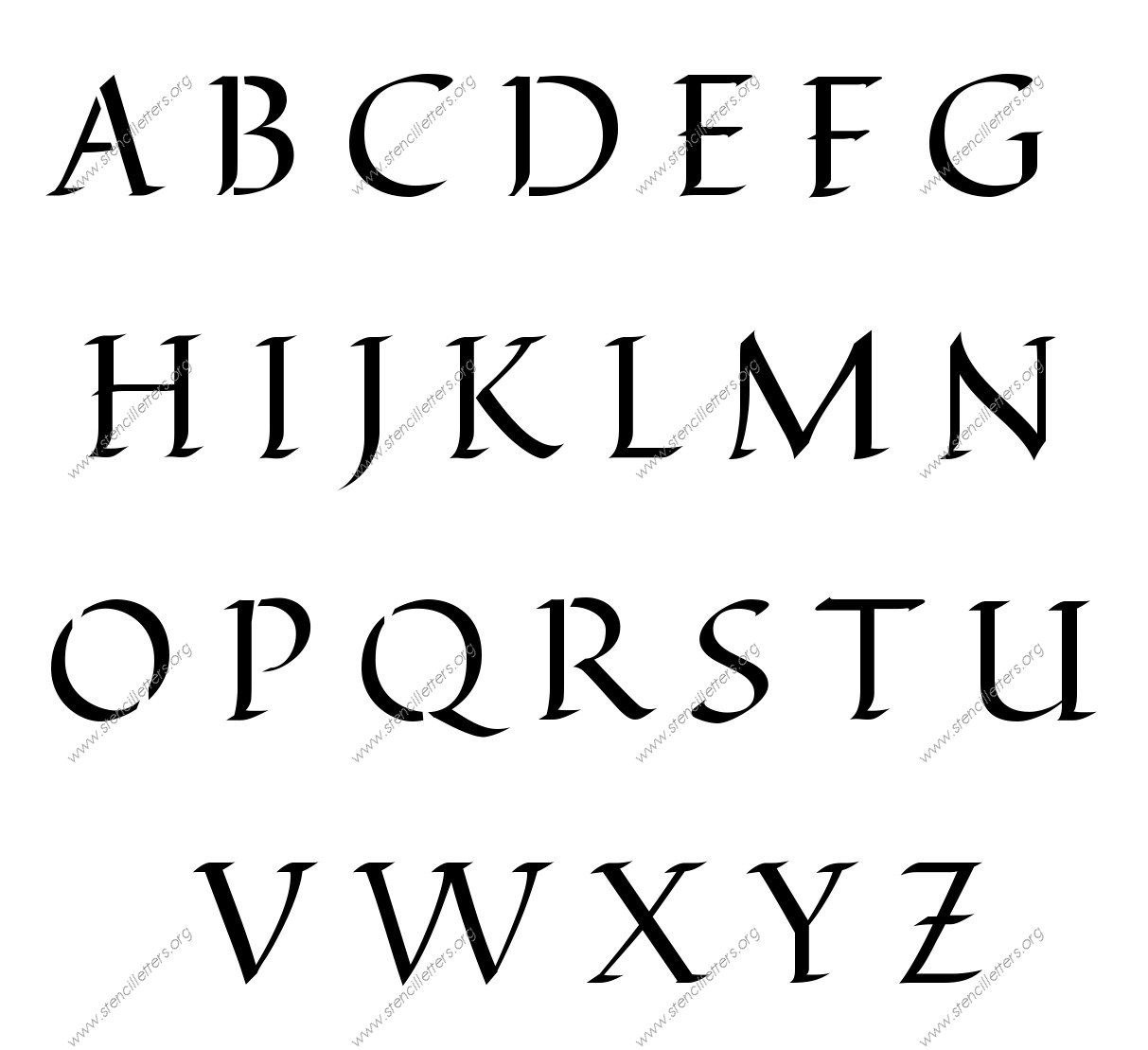 Longhand Calligraphy Uppercase Lowercase Letter Stencils A Z 1 4 Inch 