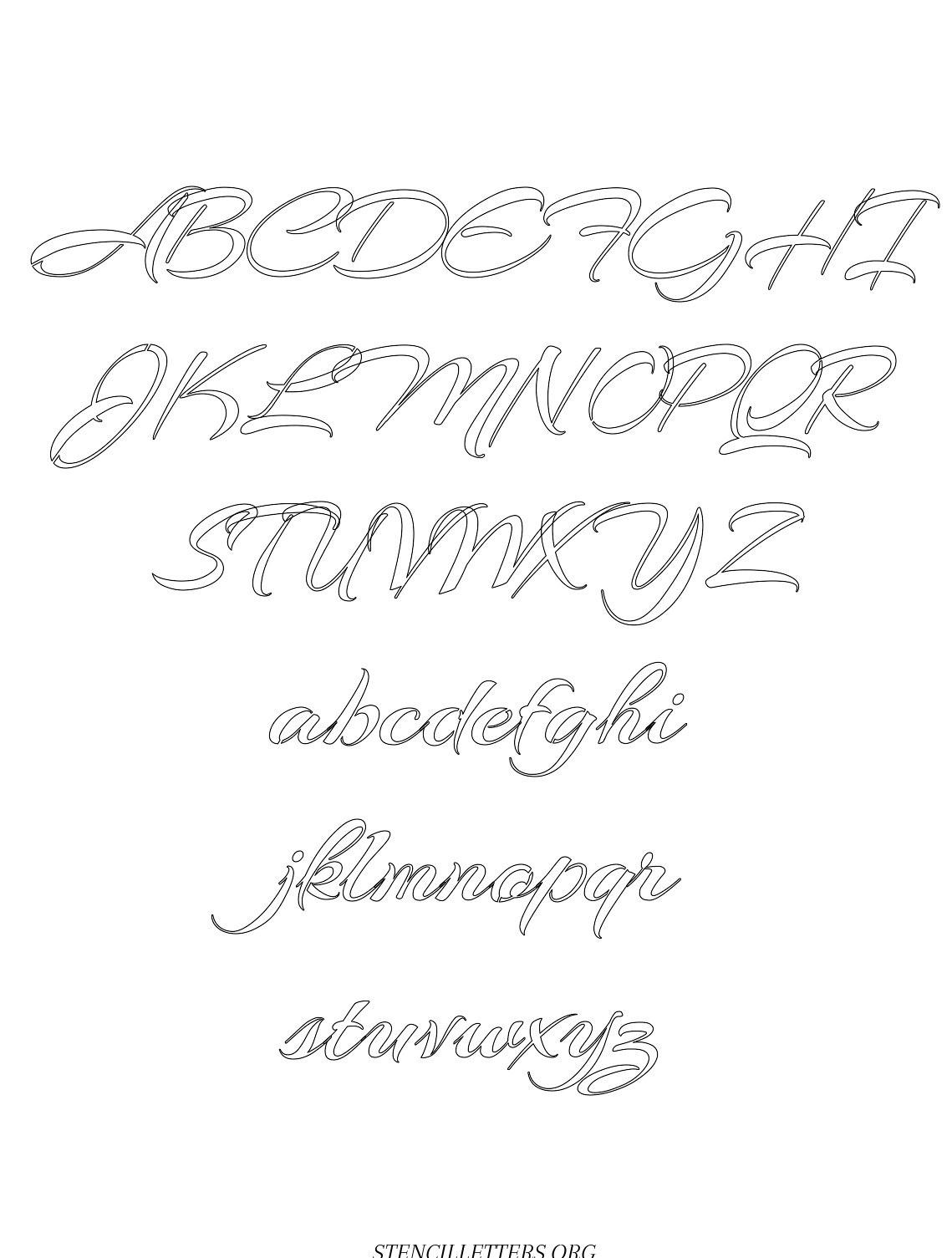 Brushed Cursive Free Printable Letter Stencils With Outline Cutout